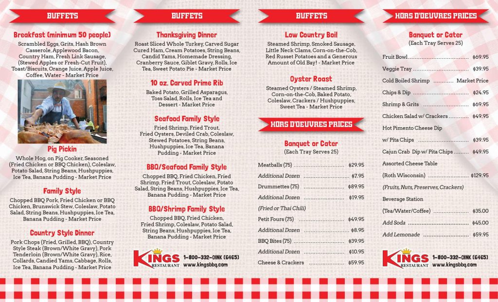 Kings Restaurant Catering Menu | Catering & Banquet Menu | Kings BBQ